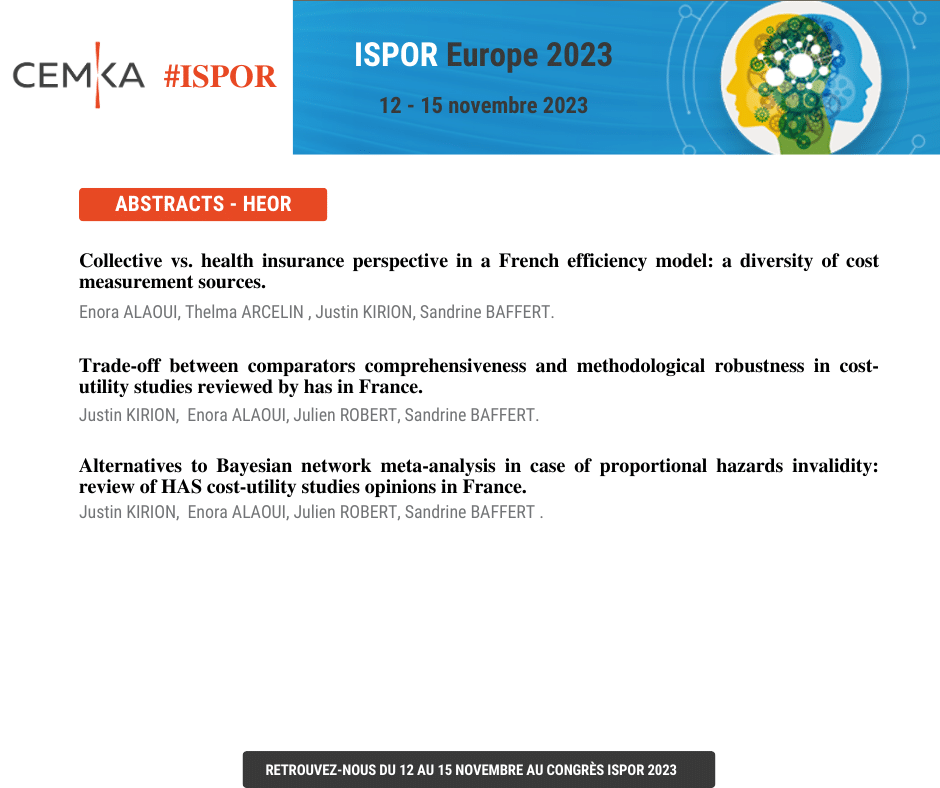 Retrouvez CEMKA à l'ISPOR Europe 2023 - cemka